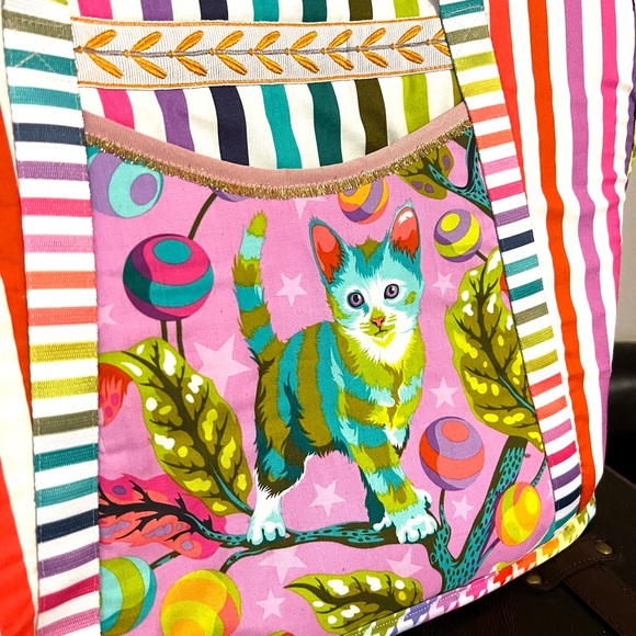 Tula | Bags | Disco Kitty Fabric Tula Pink Rainbow Quilted Tote ...